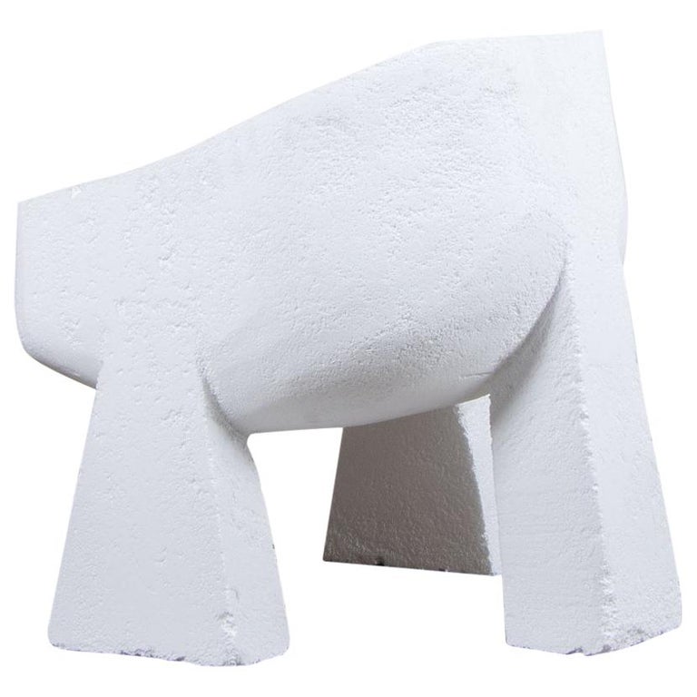 Lightweight, Rigid Sculpted Block Form White Lounge Chair by...